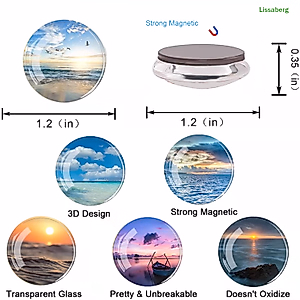 Lissaberg 12 PCS Glass Strong Magnetic Refrigerator Magnets Fridge Sticker - Island Round Glass Fridge Decoration, Office Whiteboard Magnet, Locker Magnet, Cabinet Magnet, Dishwasher Magnet (Island)
