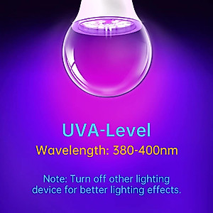 LED Black Lights Bulb, 9W A19 Led Bulb (75Watt Equivalent), UVA Level 380-400nm, E26 Medium Base 120V, Glow in The Dark for Blacklights Party, Body Paint, Fluorescent Poster- 4 Pack