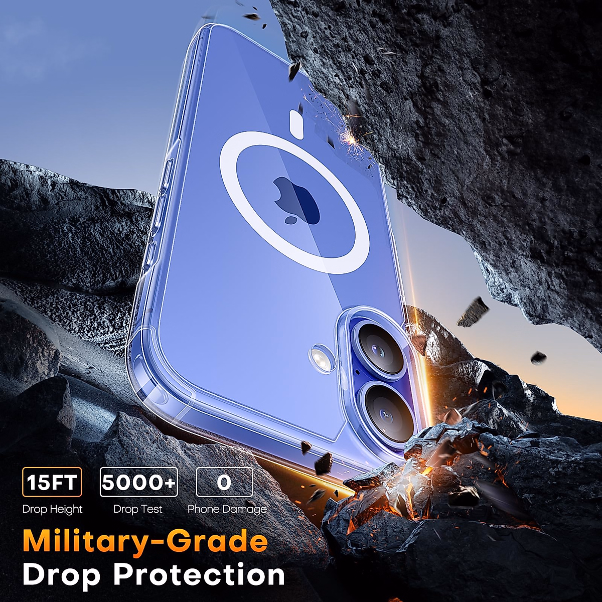 TAURI 3 in 1 for iPhone 16 Case, Compatible with MagSafe [Anti-Yellowing] with 2X Screen Protectors, Military-Grade Protection, Shockproof Slim Magnetic Phone Case for iPhone 16 6.1", Clear