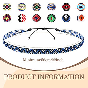 RUMIA 12 PCS Boho Hat Bands for Women Cowboy Stretchable Hat Bands Western Hat Belts for Boho Women Men Cowgirl Hats Accessories Adjustable Fedora Hat Decoration Suitable for 56-65cm