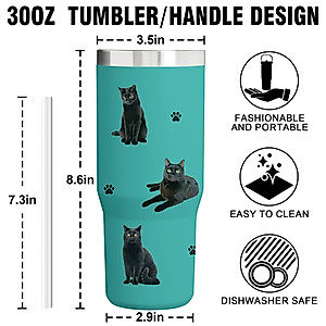 30oz Stainless Steel Vacuum Insulated Water Bottle (Cat-Blue)