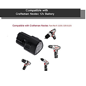 Fukuai 12V 2600mAh Replacement Battery for Craftsman Nextec 12 Volt Lithium Ion Battery, Power Tools Battery for Craftsman Nextec 9-11221 11221,fits Part Number 320.11221