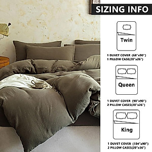 NSNLGSGC 100% Muslin Cotton Textured Duvet Cover King Size, 2-Layer Small Checked Lightweight and Breathable Muslin Bedding, Linen Like Gauze Comforter Cover Set (Dark Green Checked, King)