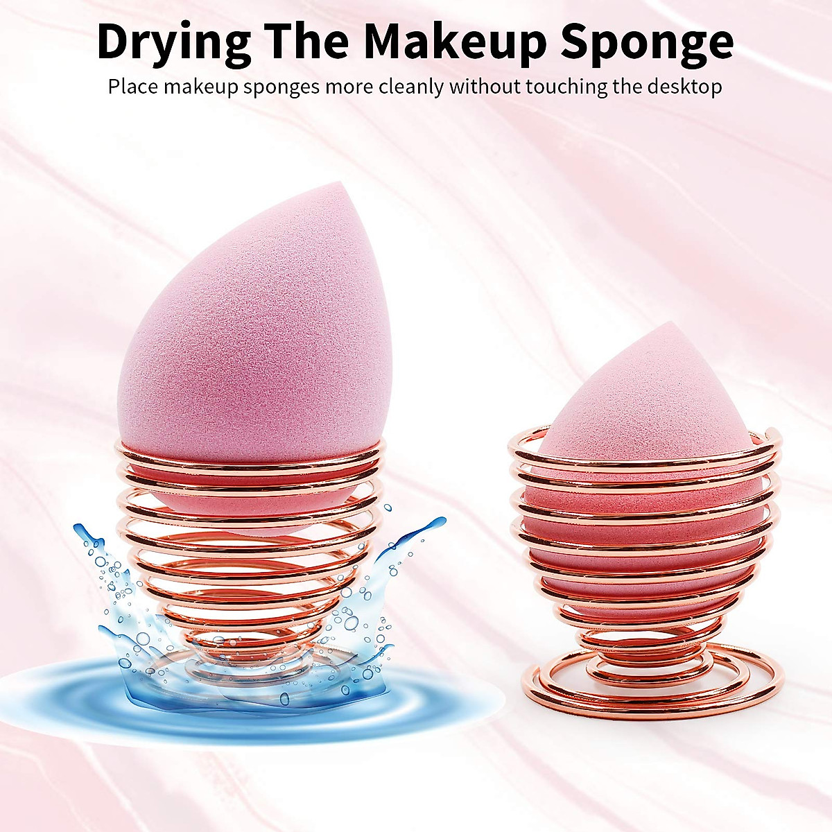 BEAKEY 3+2 Pcs Makeup Sponge Holder, Silicone Makeup Sponge Travel Storage Case, Breathable Beauty Sponge Rack