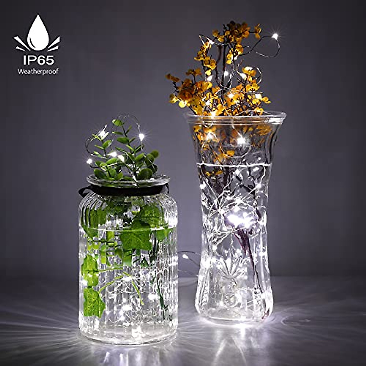 Ehome Fairy String Lights, 12 Pack Fairy Lights Battery Operated, 7.2ft 20LED Christmas Lights Silver Coated Copper Wire Lights Firefly Lights Moon Lights for Party Christmas Decorations White