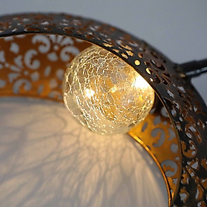 Joyathome Garden Solar Stake Lights Pathway Outdoor Moon Crackle Glass Globe Stake Metal Lights, Waterproof Warm White LED for Lawn, Patio or Courtyard