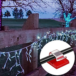 60 Pieces Outdoor Cable Clips with Adhesive Tapes Light Clips Decoration Clips Self Adhesive Hooks Wire Holder for Fairy Light (Small, Clear)