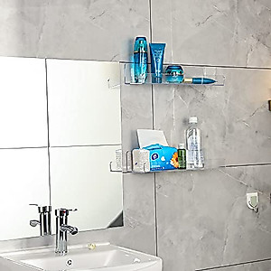 CY craft 6 PCS Acrylic Invisible Floating Bookshelf for Kids Room,15 inch Modern Picture Ledge Display Toy Storage Wall Shelf 5MM Thick U Shelves Storage Rack