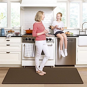 Oakeep Kitchen Mat Anti Fatigue Cushioned Mats for Floor Runner Rug Padded Kitchen Mats for Standing, 17"x59", Brown
