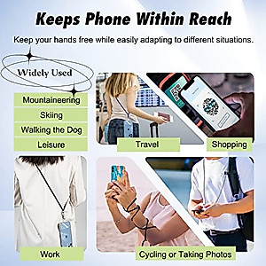 ZWZY Cell Phone Lanyard Crossbody Adjustable Neck Strap for Around The Hand with Wrist Tether Tab for Most Full Coverage Phones Case Black
