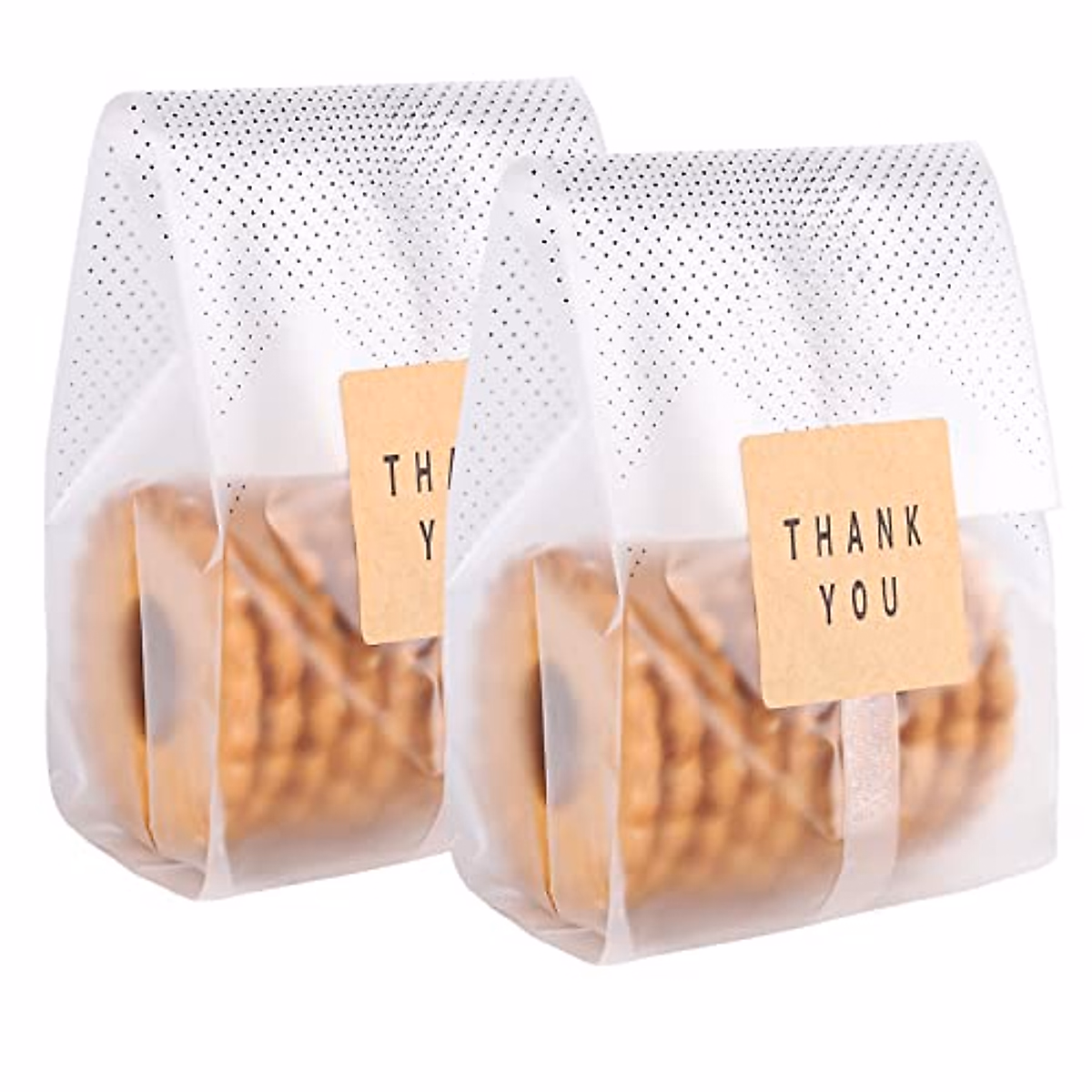 LOKQING Cellophane Treat Bags Cookie bags for Packaging Clear Gift Bags with Stickers for Cookies,Candy,Chocolates(100 PACK,9x3.3inch)