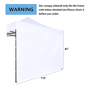 Joroamp Instant Canopy Tent Sidewalls for 10×10 Pop Up Canopy, Waterproof and UV Protection Canopy Sunwall, 1 Pack Straight Leg Canopy SideWall Only (White)