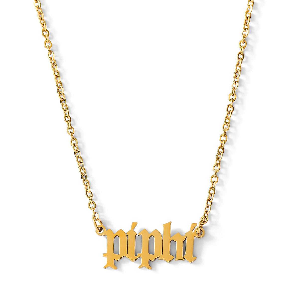 Sorority Shop Pi Beta Phi Necklace — PBP Old English Font Design, 18K Gold Plated, Pi Beta Phi Gifts for Women