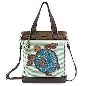 Chala Sea Turtle Work Tote Shoulder Bag and Turtle Zip Wallet- Turtle Lovers Gifts Set