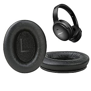Earpads for Bose QuietComfort 45 QC45 QC35 ii QC35 Professional Headphones Ear Cushions Replacement Ear Pads Padding with Noise Cancelling Lambskin Leather Memory Foam Black