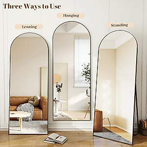 Koonmi 30"x71" Arched Full Length Mirror, Black Large Floor Mirror with Aluminum Alloy Frame Standing Hanging or Leaning Wall-Mounted Full Body Mirror for Living Room and Bedroom