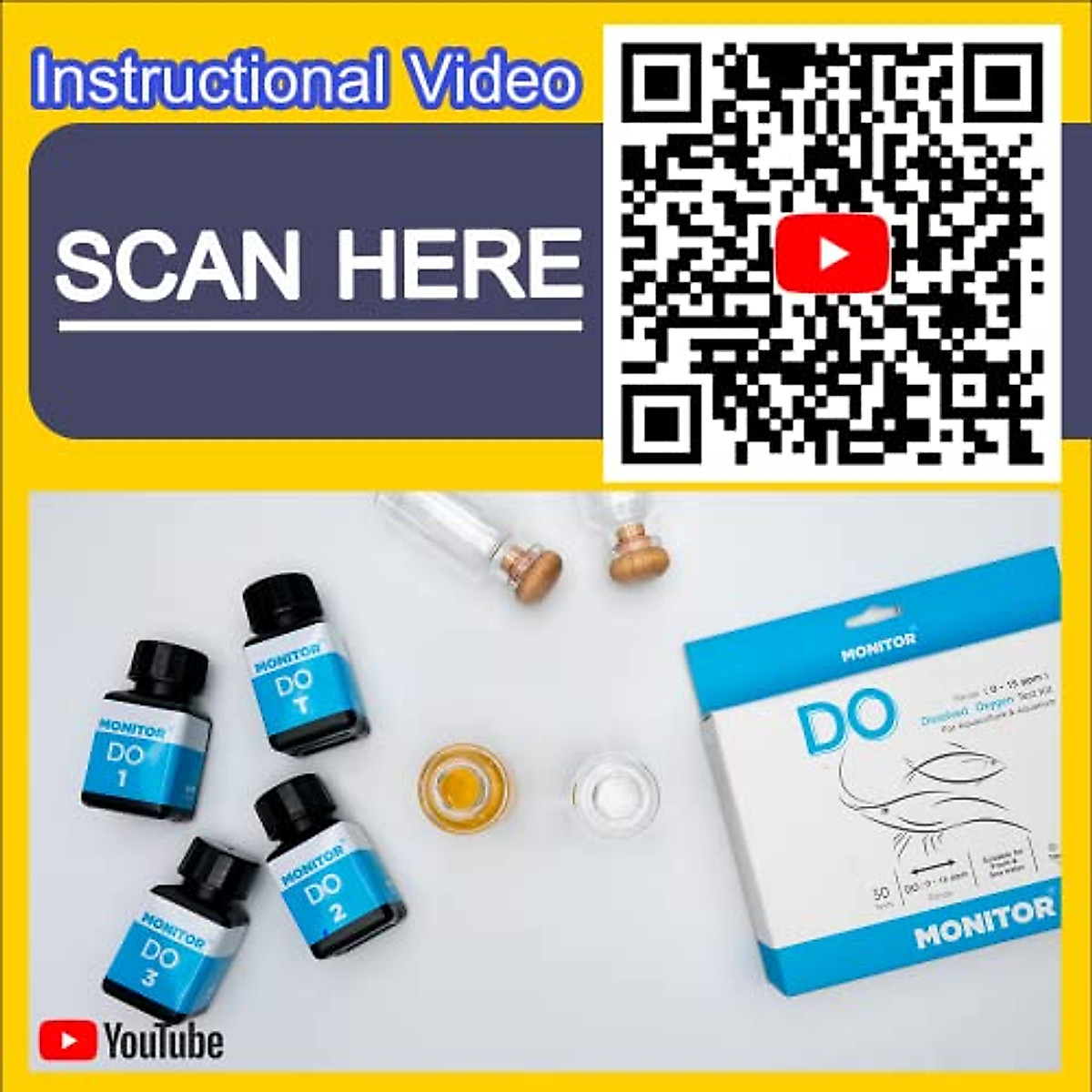 Monitor DISSOLVED Oxygen Test KIT (50 Tests) - Monitor Aquarium and aquaculture Water Quality