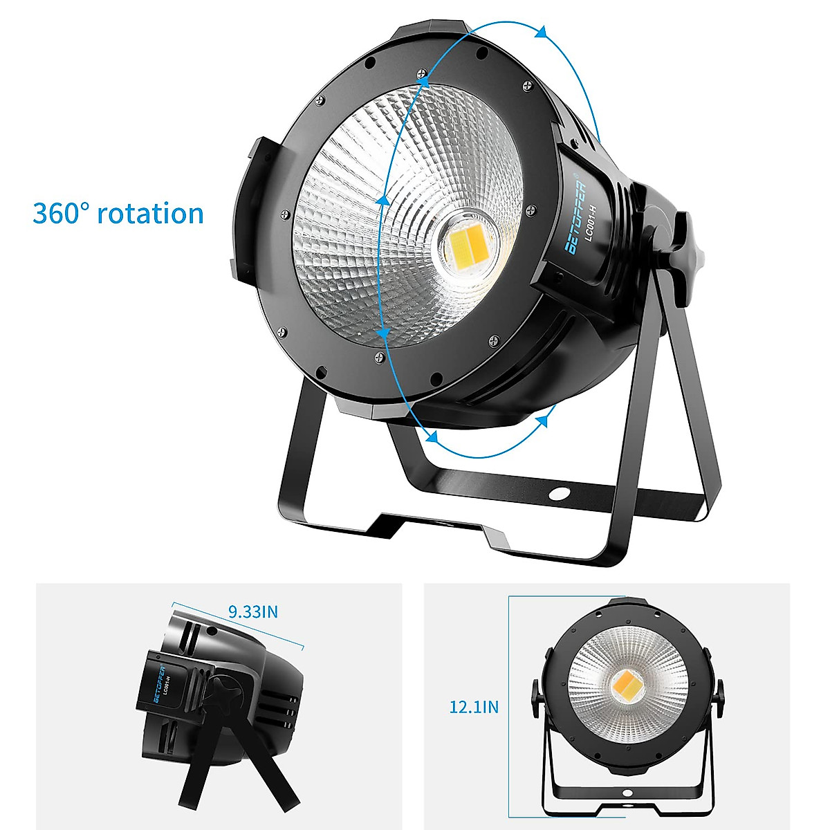 BETOPPER White Stage Par Lights w/Barndoor Professional 100W COB Spotlight Bright DJ Light Strobe Lighting for Church,Parties,Wedding,Therter,Live Events,Stage etc. (1)