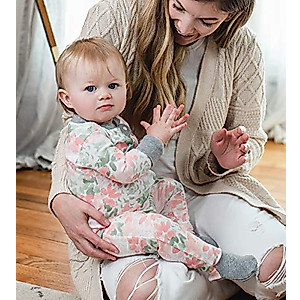 Burt's Bees Baby baby girls Pajamas, Zip Front Non-slip Footed Pjs, 100% Organic Cotton and Toddler Sleepers, Tossed Succulent, 12 Months US