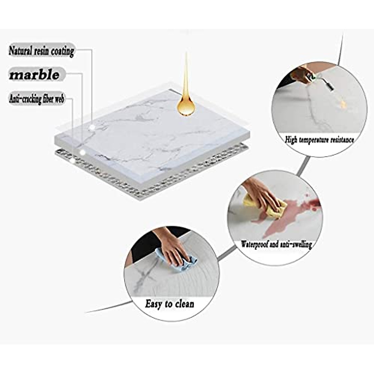 Office Business Hotel Lobby Dining Table Set, Office Meeting Room Small Conference Table Set, Reception Desk and Chair Set for Combination, 1 Table 4 Chairs Negotiating Table Office Leisure Marble Din