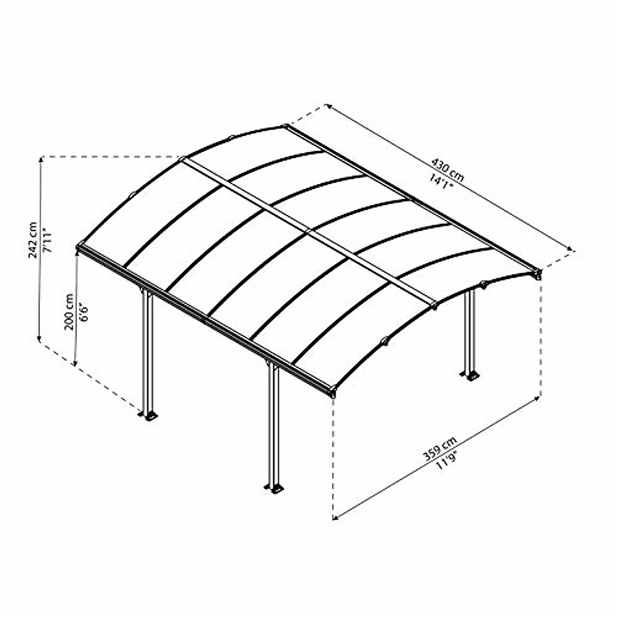 Palram - Canopia Tuscon 12x14 Gazebo: Outdoor Patio Canopy with Gray Aluminum Metal Frame, and Bronze Polycarbonate Roof, UV Protection, Year-Round Use, Easy DIY Outdoor Canopy Gazebo Kits