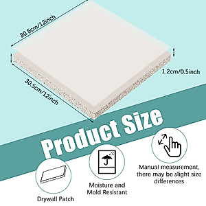 Amylove Drywall Repair Panel Drywall Patch Panel Drywall Repair for Wall Repair (4 Pieces,12" x 12" x 1/2")