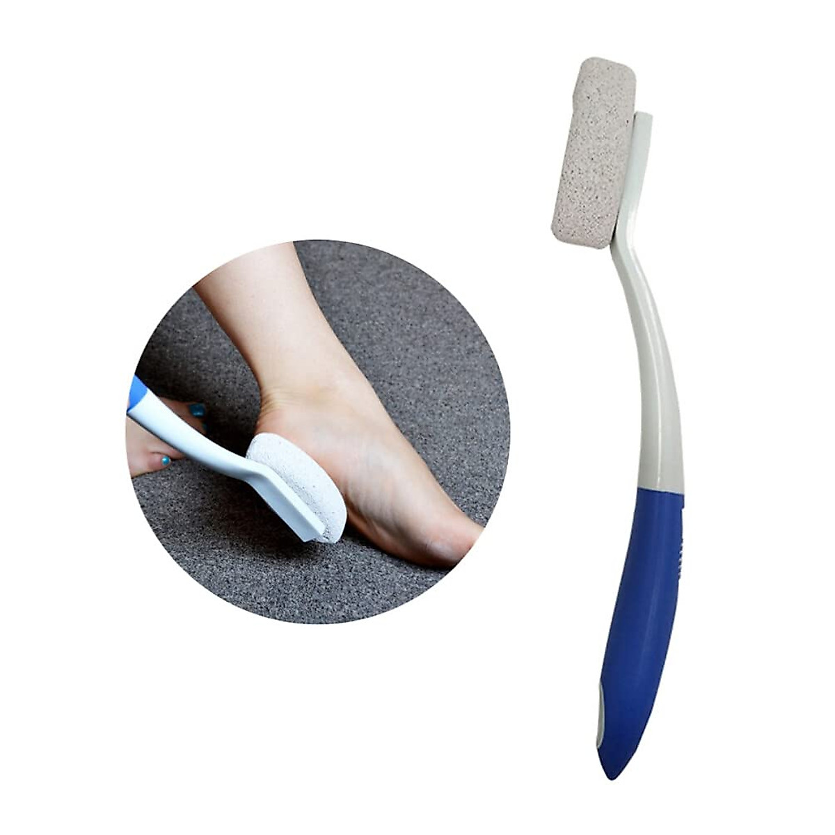 2Pcs Pumice Stone Brush Pedicure Tools Handle Hard Skin Remover for Foot Hands File Exfoliation (Blue)