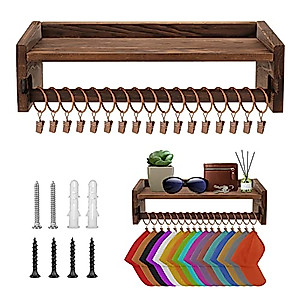 WANLIAN Hat Rack for Wall Baseball Caps Organizer Holder, Ball Caps Hanger Accessories Display Wall Mounted Wooden Storage Shelf with 17 Hooks for Living Room, Bedroom