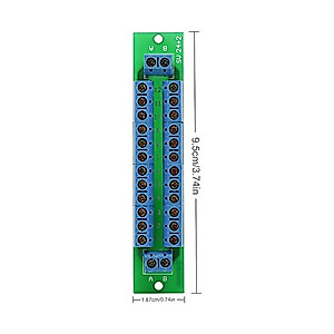 PCB007 1X 12 Position Power Distribution Board 2 Inputs 2 x 13 Outputs for DC AC Voltage New