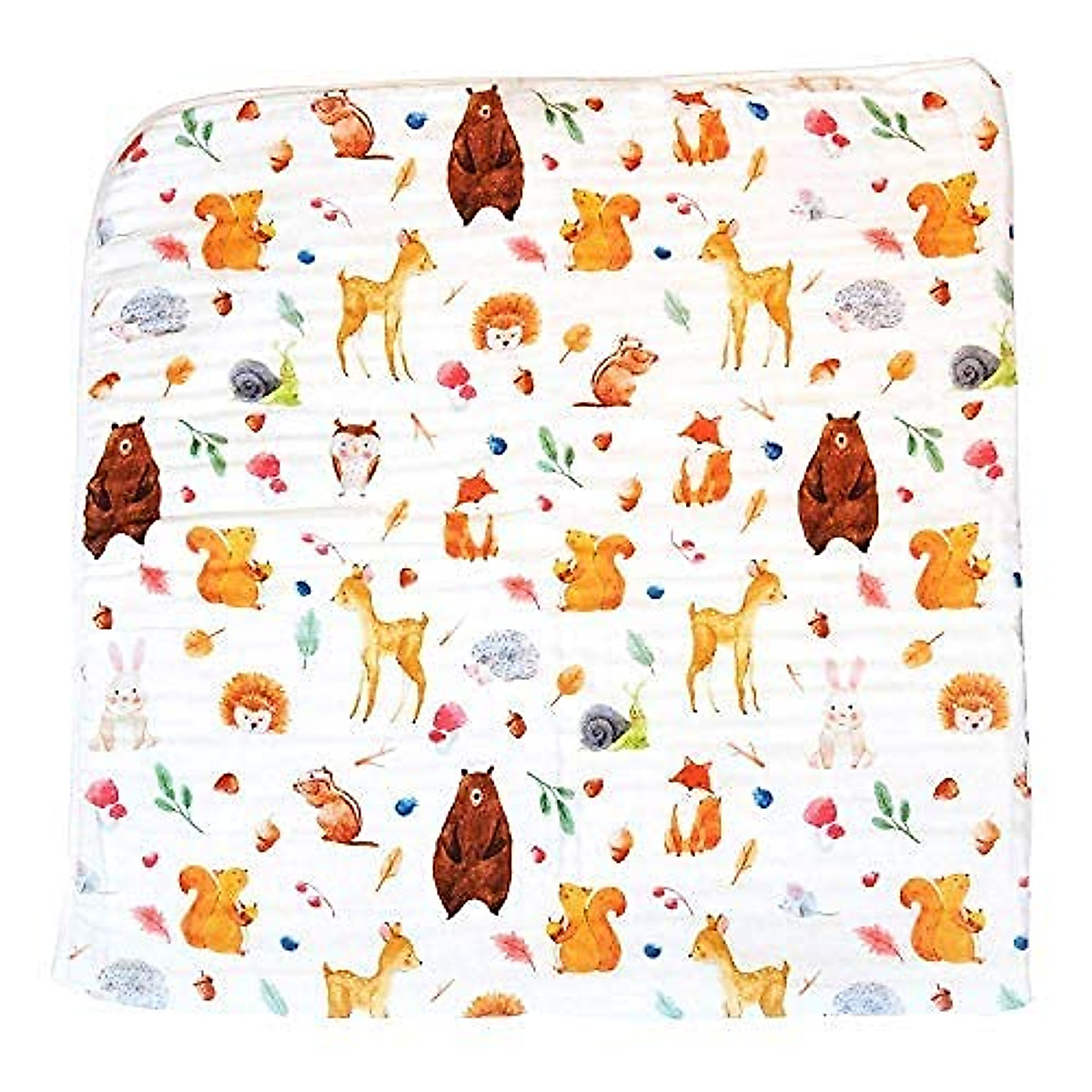 Bundle of ADDISON BELLE Products - 100% Cotton Fitted Crib Sheet + Everything Blanket - Woodland Animals - Soft, Durable & Breathable