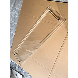 WANLIAN Transparent Bathtub Caddy Tray, Transparent Acrylic Bathroom Tray, with Durable Handles, Holds Phone, Books, Candles, Food, Wine and Tablet (Silver Handle Bathtub Tray)