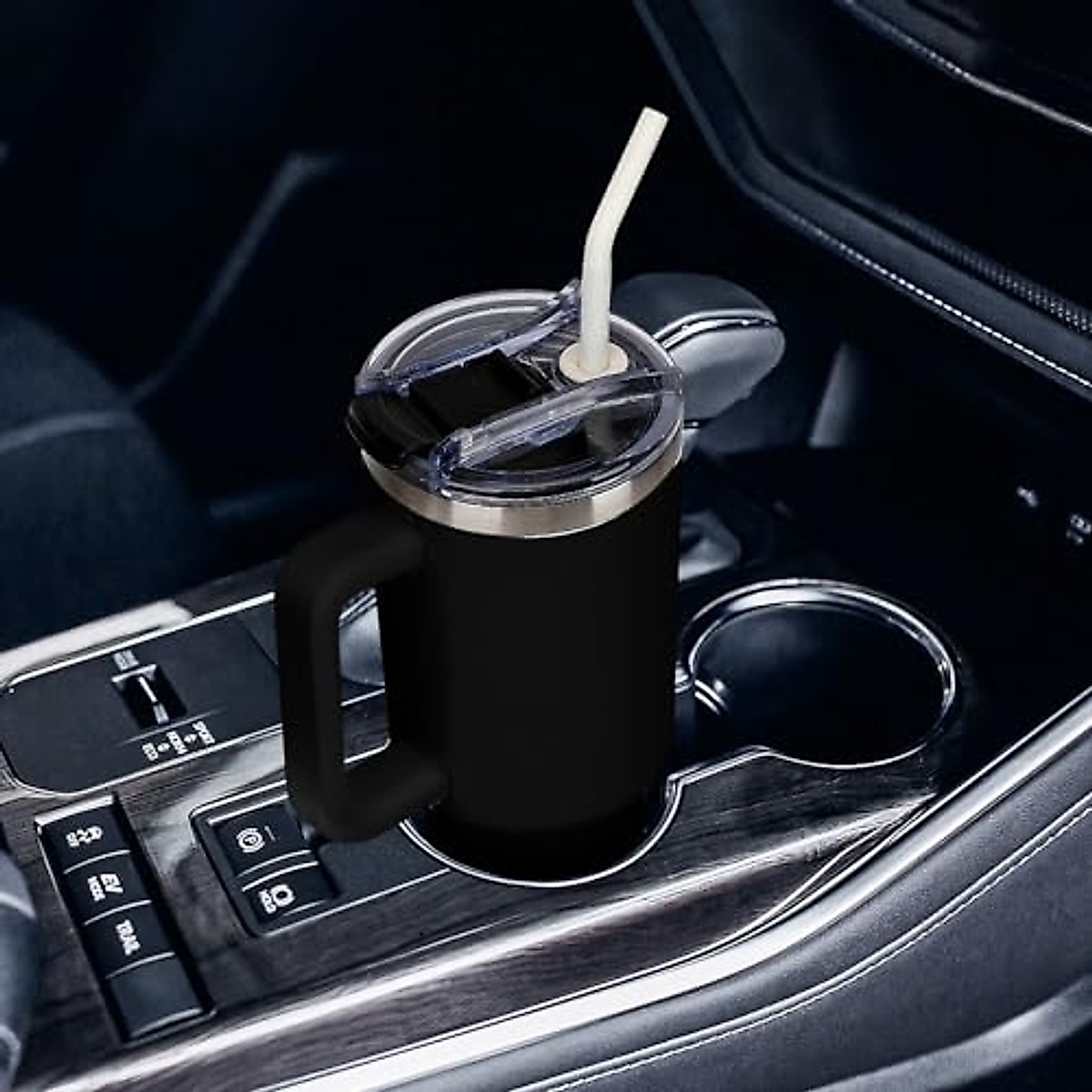 Running Arabian Horse 40oz Water Bottle Double Wall Insulated Tumbler with Handle Leakproof Travel Mug Black-style