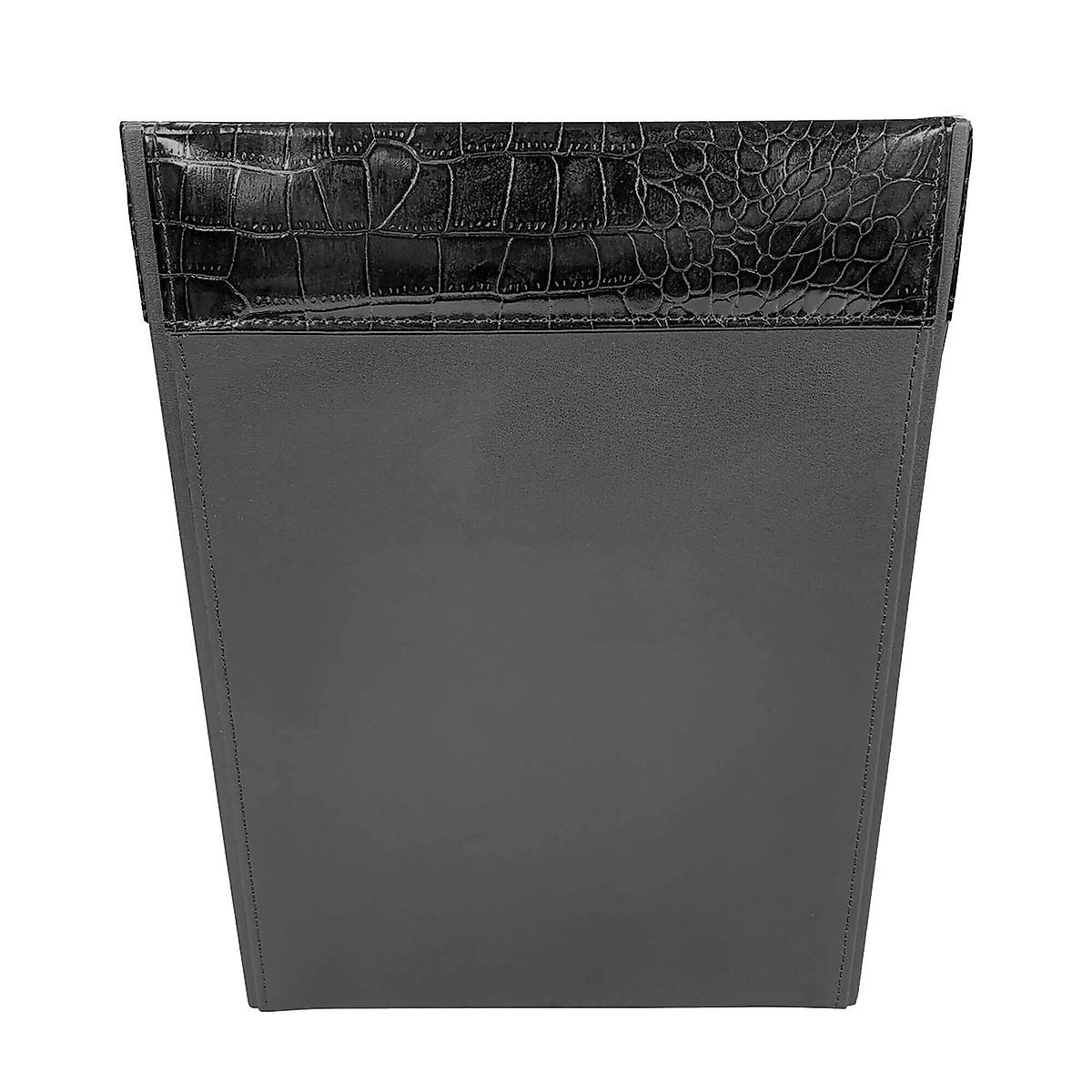Dacasso Black Crocodile Embossed Leather Waste Basket