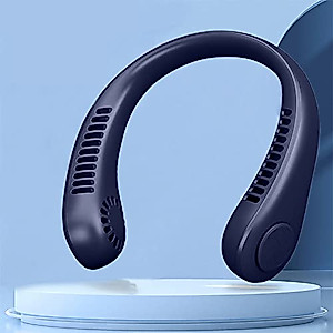 LOPECY-Sta Portable Neck Fan Rechargeable Bladeless Personal Fans for Your Neck for Travel Small Wearable 360° Cooling Necklace Fan 3 Speeds Handhold USB Quiet Neck Cooler for Outdoor Sports (Purple)