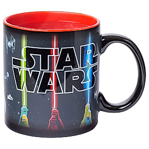Silver Buffalo Star Wars Lightsaber Logo Heat Reveal Ceramic Coffee Mug, 20-Ounces