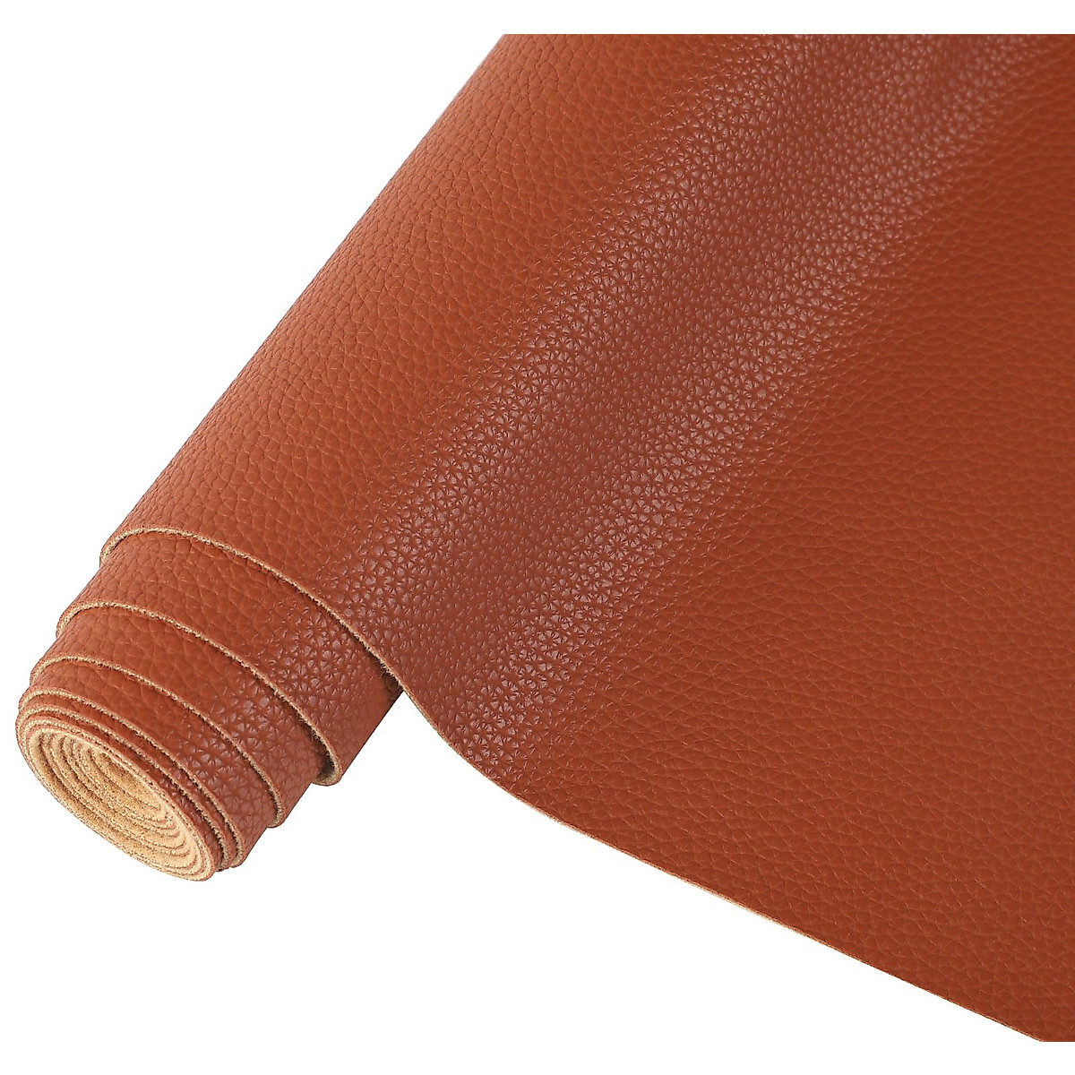 CDY Lychee Texture PU Fabric Leather,Solid Color Faux Leather Sheets 13.8"X53" Soft Faux Leather Roll Perfect for Crafts Handbags Wallets Jewelry Earrings Bows Making (Brown)