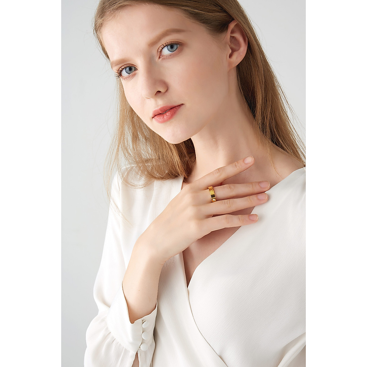 PDWZNBA Love Friendship Ring 18K Gold Silver Rose Plated Cubic Zirconia Stainless Steel Promise Ring Wedding Band Jewelry Birthday Gifts for Women