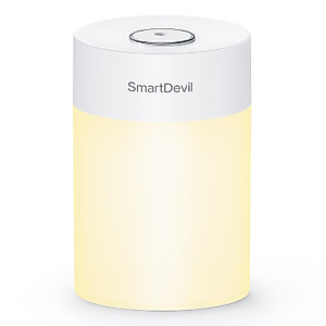 SmartDevil Small Humidifier, 600ml Portable Mini Humidifier, USB Personal Desk Humidifier for Bedroom, Plants, Office, Travel, Nightstand with Night Light, Auto Shut-Off, Super Quiet, White