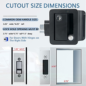 RV Camper Door Latch Lock,100% Metal Camper Door Lock Replacement kit,2 Pack Black rv Entry Door Locks for Travel Trailers,Only Fits 2.75"x3.75" Door Lock Hole 8 Camper Keys