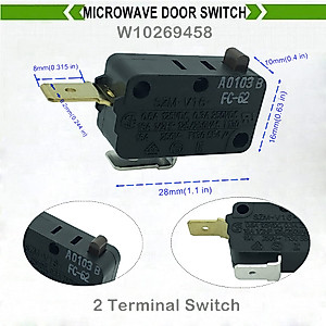 LONYE W10727360 & W10269458 & W10269460 Microwave Door Switch Replacement for Whirlpool Microwave SZM-V16-FC-61 SZM-V16-FC-62 SZM-V16-FC-63