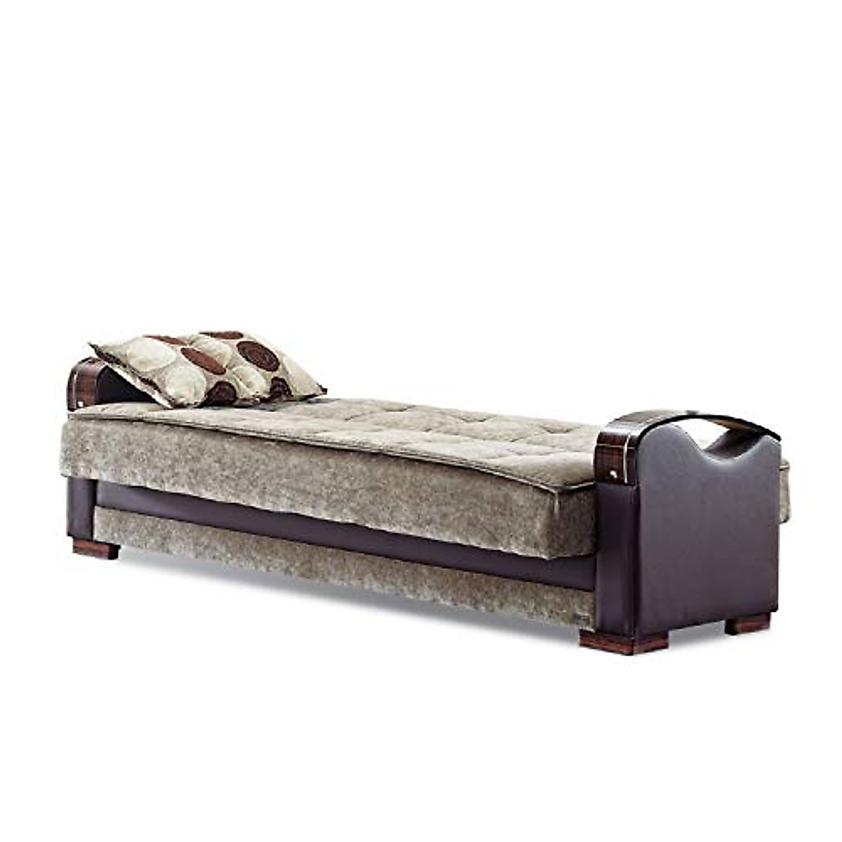 BEYAN Rochester Collection Convertible Folding Sofa Sleeper Bed with Storage Space, Includes 2 Pillows, Brown