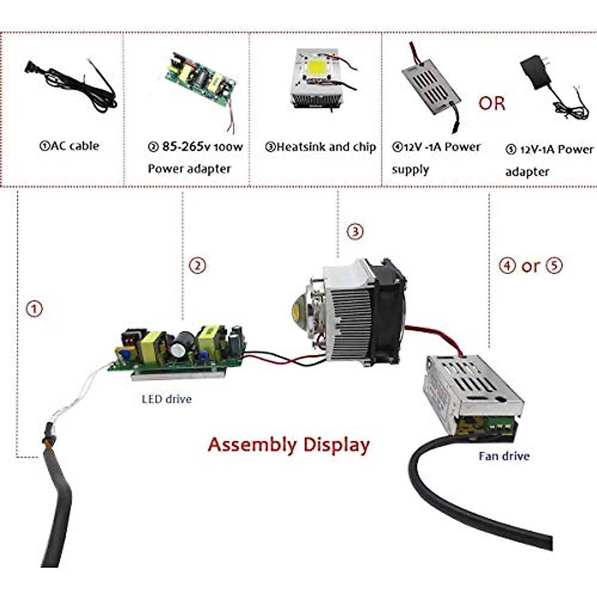 TX Aluminium Heatsink Cooling Fan+44mm Lens 60 Degree for 50W 100W LED Chip (Heatsink+60 Degree Lens)