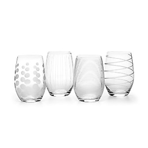 Mikasa Cheers Stemless Wine Glasses (Set of 4) and Highball Glasses (Set of 4), Clear