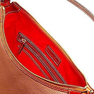 Dooney & Bourke Women's Hobo Shoulder Bag in Pebble Grain Leather, Large Handbag with Adjustable Shoulder Strap, Caramel