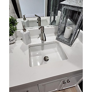 AMASHEN 16.8" Rectangular Undermount Bathroom Sink, Small Vitreous China Vanity Sink with Overflow, White