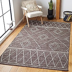 Safavieh Kilim Collection 3' x 5' Brown/Ivory KLM852T Handmade Cotton Entryway Living Room Foyer Bedroom Accent Rug