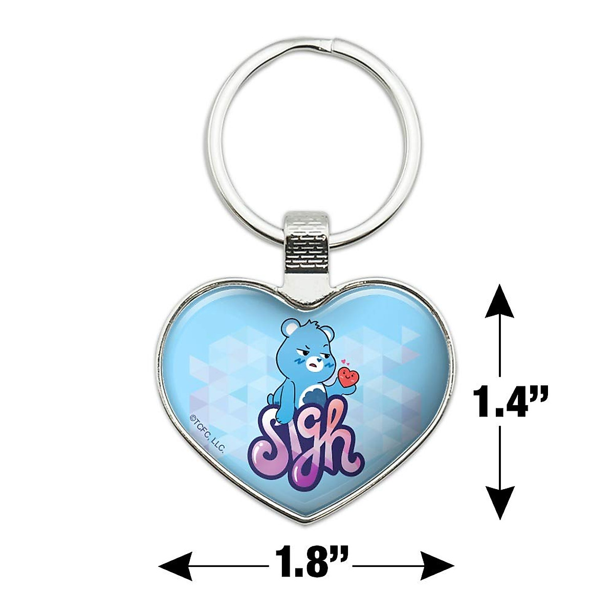 Care Bears: Unlock the Magic Grumy Bear Sigh Keychain Heart Love Metal Key Chain Ring