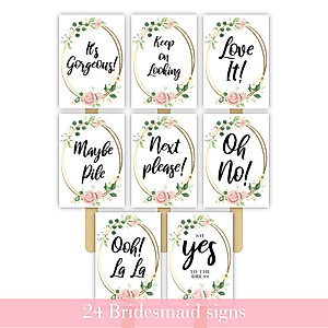 PureRejuva Wedding Dress Shopping Signs Paddles - Say yes to the Dress Props – Ideal for Bridal Dress Shopping Fun with your Bridesmaids (25 Pieces)