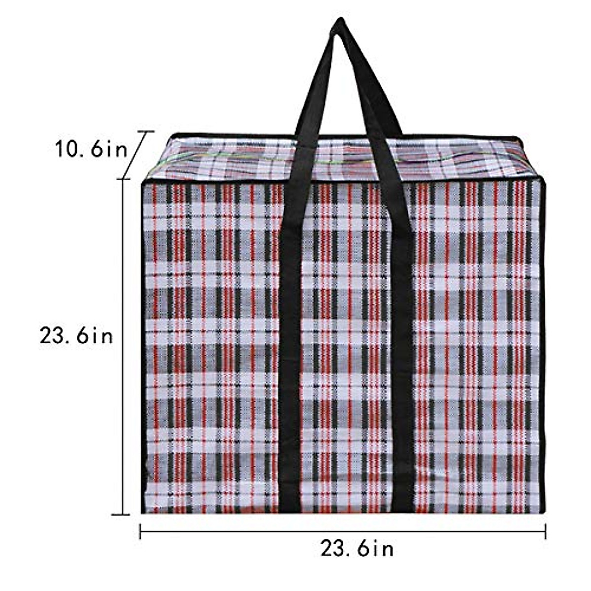 CLARA Large Checkered Storage Bag Oversized Waterproof Moving Totes Carrying Bag Luggage Bag Reusable Laundry Bag(Black, 24×24’’)
