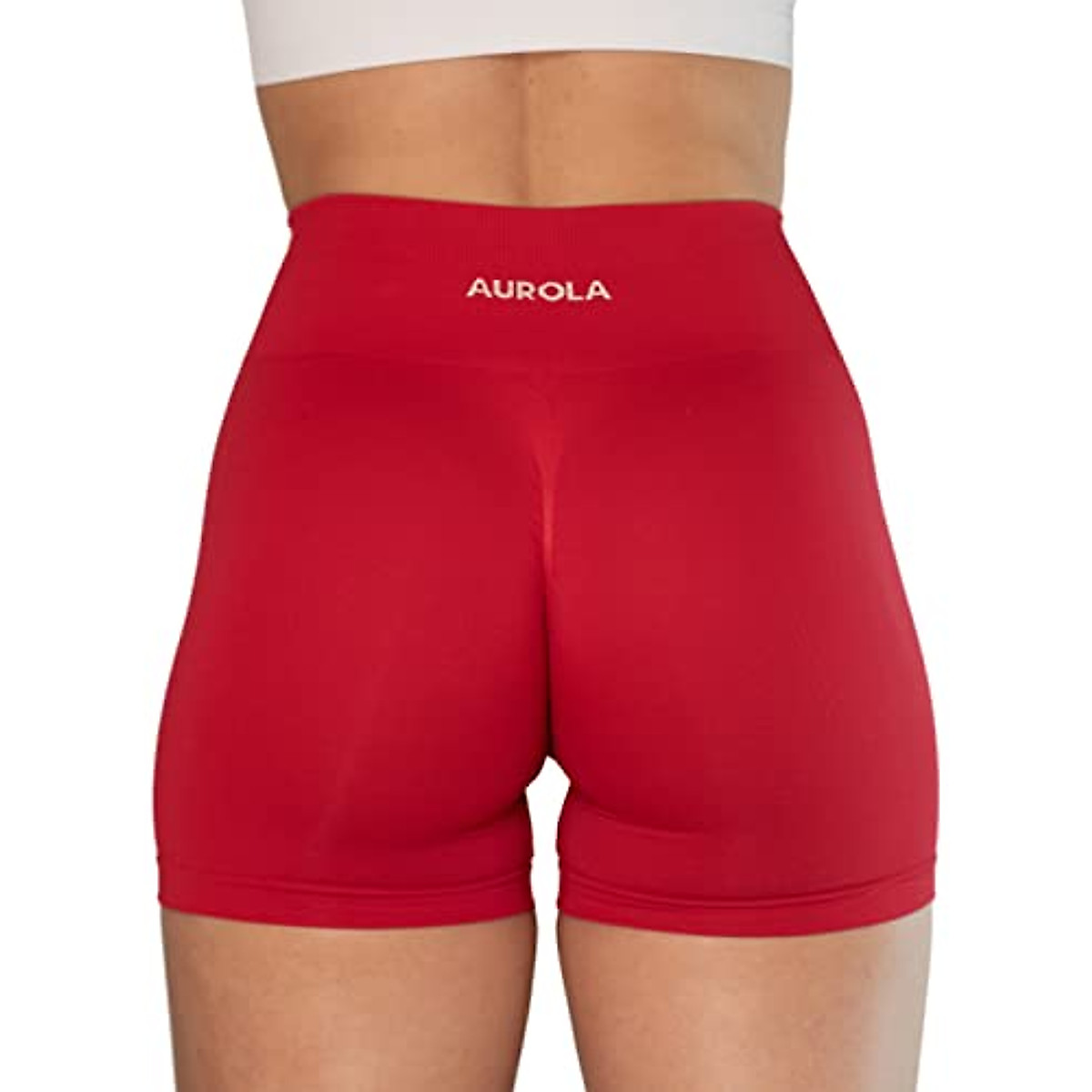 AUROLA Dream Collection Workout Shorts for Women High Waist Seamless Scrunch Athletic Running Gym Yoga Active Shorts Chinese Red